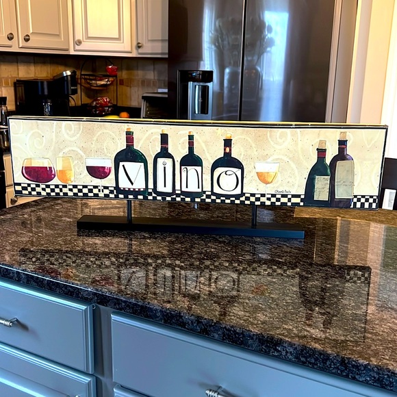 Art | Dan Dipaolo Wine Themed Canvas Art Decor With Black Wood Stand ...